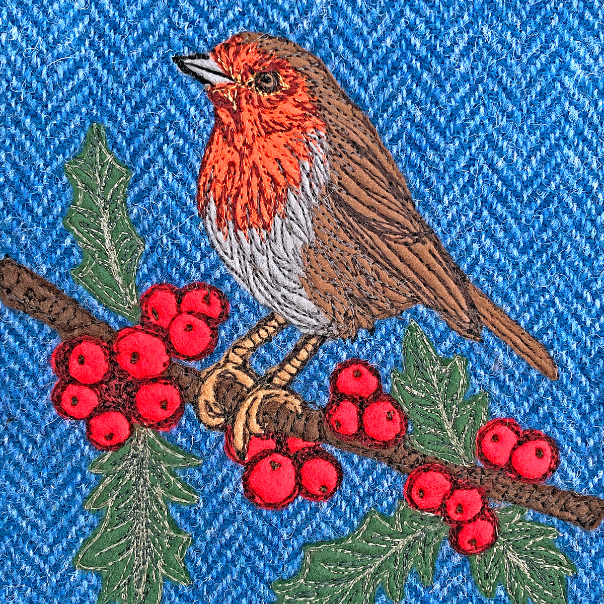 Robin textile art – The Canny Squirrel